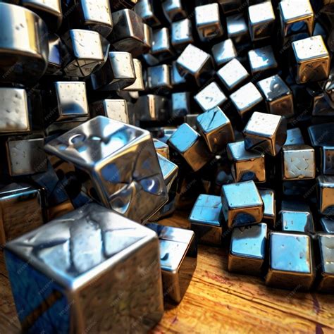 Futuristic Abstract Cubic Array In Red And Blue Premium Ai Generated