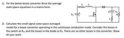 Solved 1 For The Below Boost Converter Drive The Average