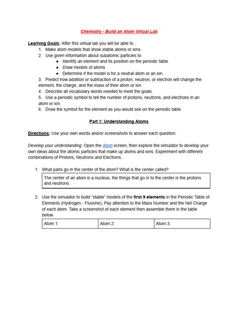 Copy Of Virtual Atom Pdf Ion Atoms