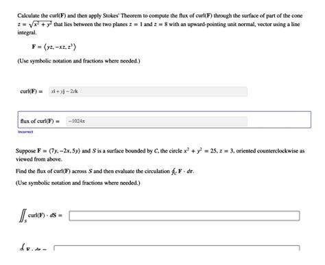 solved calculate the curi f and then apply stokes theorem to compute