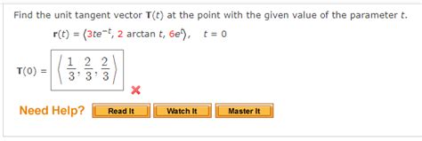 Solved Find The Unit Tangent Vector T T At The Point With Chegg