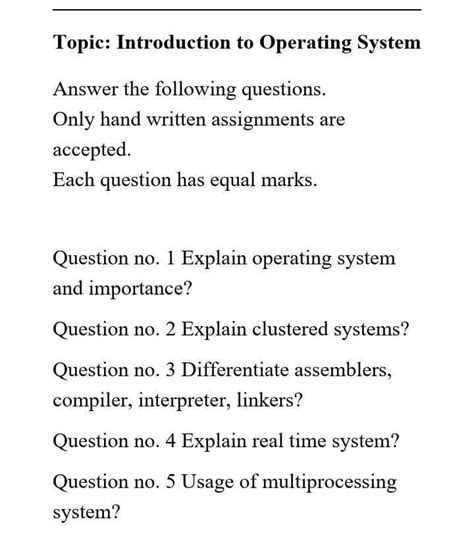 Solved Topic Introduction To Operating System Answer The