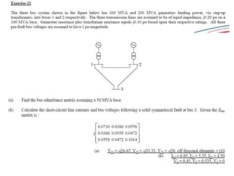 solved exercise 22 the three bus system shown in the figure