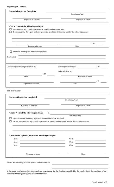 Rental Unit Condition Report Template In Word And Pdf Formats Page 3 Of 3