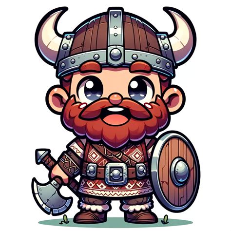 Jovial Viking Cartoon Character Big Smiles And Toy Accessories Cartoni