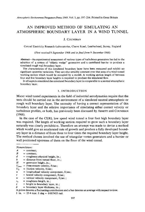 Pdf An Improved Method Of Simulating An Atmospheric Boundary Layer