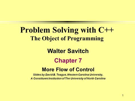 1 Problem Solving With C The Object Of Programming Walter Savitch