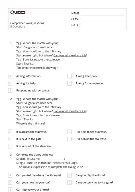 50 Comprehension Questions Worksheets For 7th Class On Quizizz Free