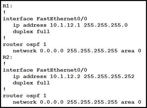 Which Command Can Be Configured On Routers R1 And R2 On Fo O Interfaces To Form Ospf Adjacency