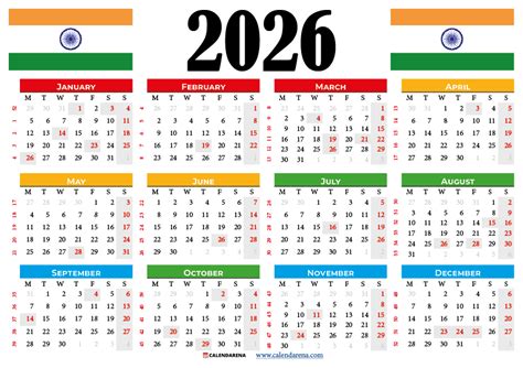 India 2026 Calendar With Holidays Free Pdf