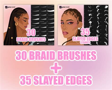 Procreate Braids Brush Set Procreate Outline Braid Brushes Hair Brush Set Digital Brushes