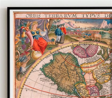 1594 Double Hemisphere Old World Map Poster Map Handmade Scroll 1594