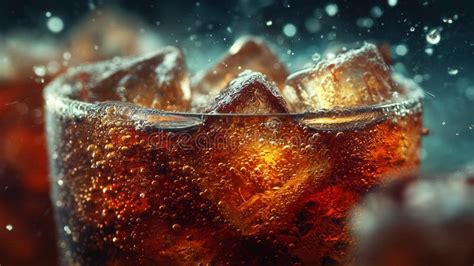 Coke Bubbles And Ice Dynamic Splash Refreshing Soft Drink With Ice
