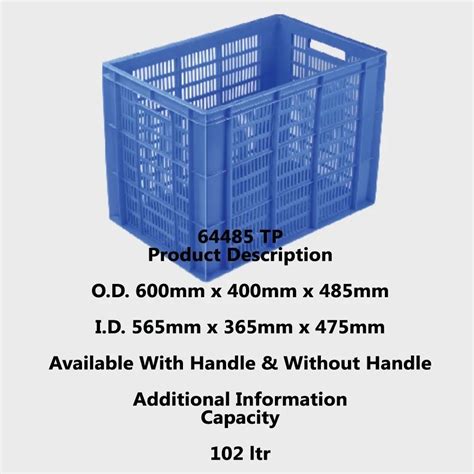 Blue Perforated Plastic Crates Capacity 75 ML At 900 In Coimbatore