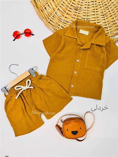 تیشرت شلوارک موسلین جیب دار کد 322 نی نی پوش