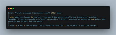 newrelic cloud aws integrations produced an unexpected new value