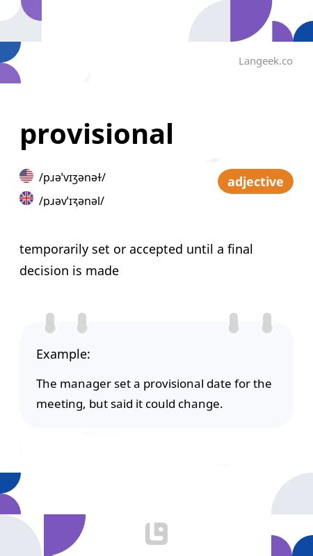 Definition And Meaning Of Provisional Picture Dictionary