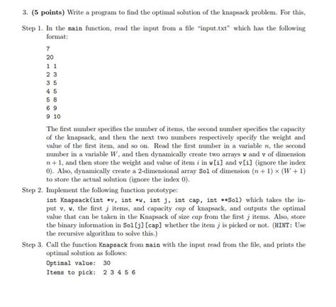 3 5 Points Write A Program To Find The Optimal