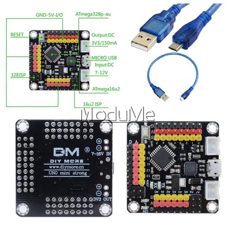 Scheda Mini Uno R3 Dm Strong Atmega328 Atmega16u2 Iic Per Arduino Replace Ch340g Eur 2780