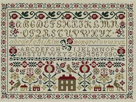 Pomegranate Alphabet Sampler Cross Stitch Pattern By Happiness Is