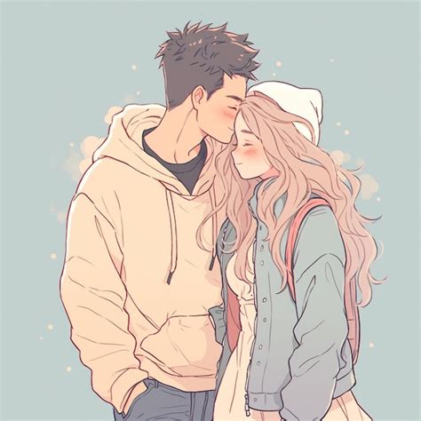 Premium Ai Image Anime Couple Kissing In Winter Clothes With Snow