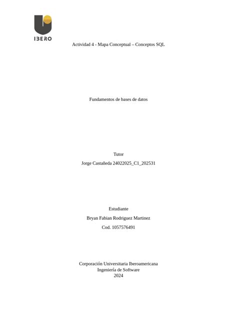 Actividad 4 Mapa Conceptual Conceptos Sql Pdf Sql Bases De Datos