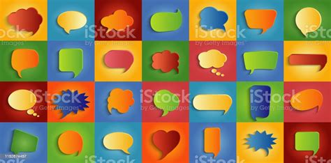 고립 된 컬렉션 현대 벡터 구름 연설 거품을 비워 설정 합니다 종이 채팅 만화 거품 모양과 문자 메시지를 입력 하기 위한 단어 상자 대화 및 통신 버블 빈 풍선 3차원