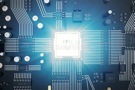 3d Rendering Circuit Board Technology Background Central Computer Processors Cpu Concept Stock