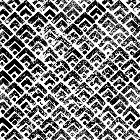 Black And White Seamless Geometric Pattern Grunge Ink Drawn Texture On