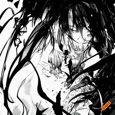 Highly Detailed And Sharp Black And White Manga Panel With Abstract