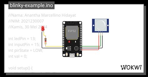 Praktikum 10 5 Sensor PIR Anantha Marcellino Hidayat 2021230007 Wokwi