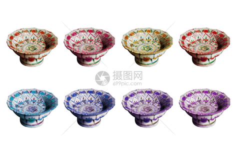 白色背景上孤立的彩色花朵瓷器盒集Asian瓷器盘集高清图片下载 正版图片303485423 摄图网