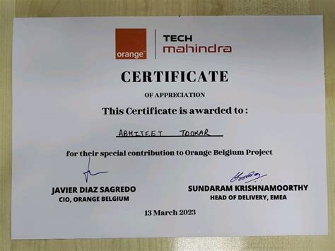 Abhijeet Todkar On Linkedin Client Orange Techmahindra