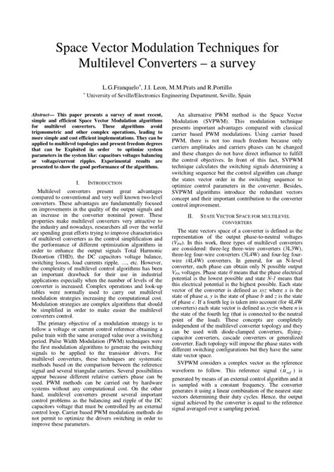 pdf space vector modulation techniques for multilevel converters a