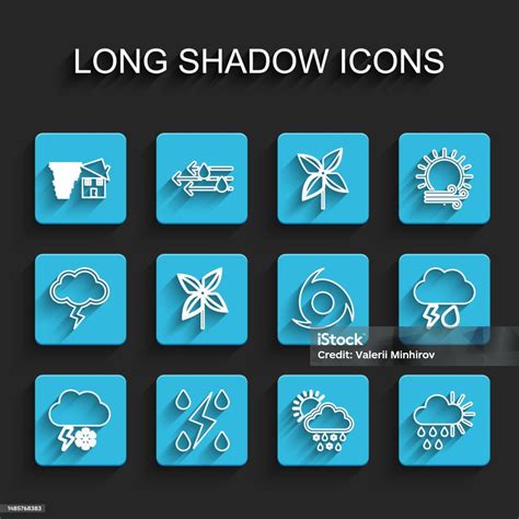 눈과 번개 폭풍 토네이도 소용돌이 눈 비 태양 흐림 바람개비 및 아이콘으로 구름을 설정합니다 벡터 0명에 대한 스톡 벡터 아트 및 기타 이미지 Istock