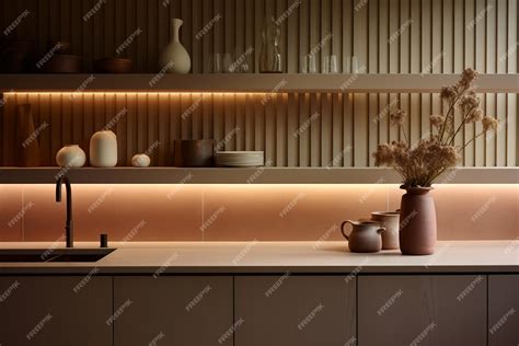 현대적인 인테리어 장식과 가구를 갖춘 현대적인 주방 Ai 생성 이미지