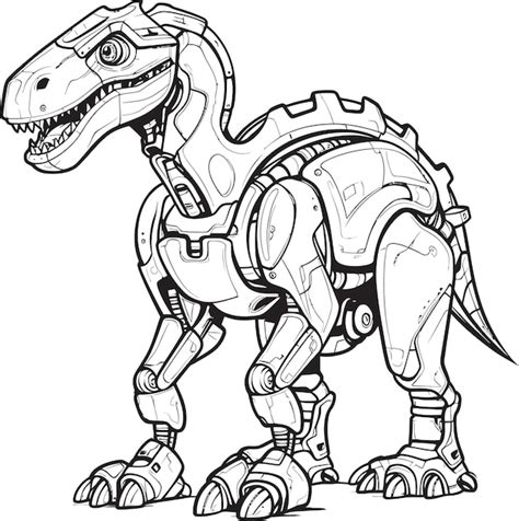 Cyber Dino Badge Vector Black Logo Icon Design Depicting Futuristic Reptile Robotics Mech Rex