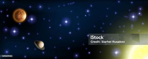 웹 배너의 개념입니다 마법의 색 은하계 사실적인 성운 별가루 빛나는 별이 있는 수평 공간 배경 무한한 우주와 별이 빛나는 밤하늘 0명에 대한 스톡 벡터 아트 및 기타 이미지