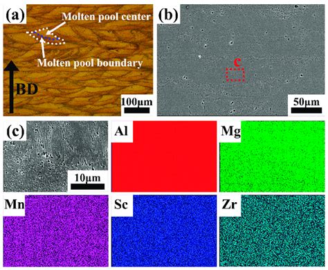A Molten Pool Morphology B Sem Image And C Sem Eds Analysis Of