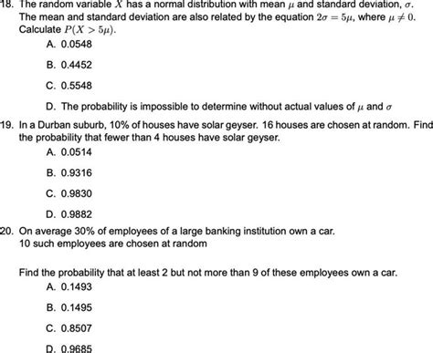 Solved 8 The Random Variable X Has A Normal Distribution