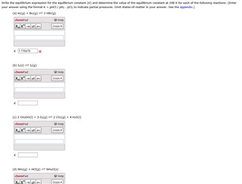 Solved Write The Equilibrium Expression For The Equilibrium
