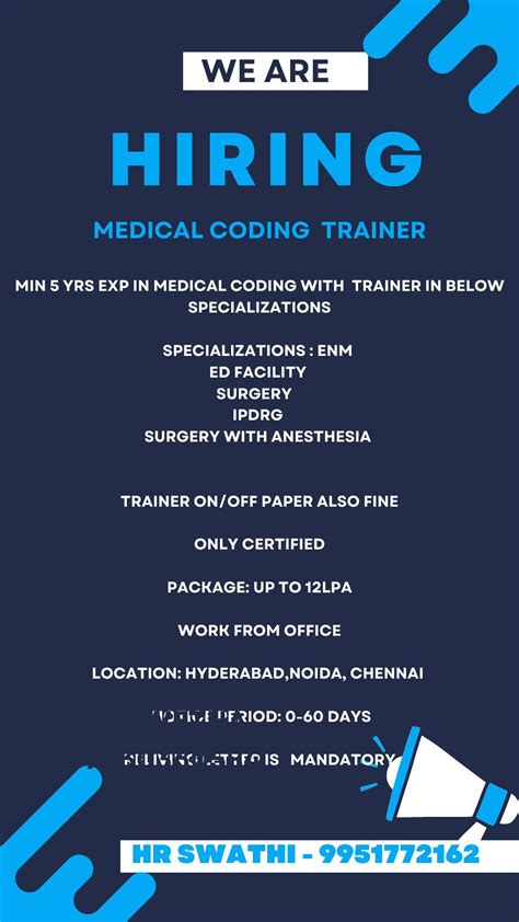 We Are Hiring Medical Coding Trainer Level Up To 12 Lpa Hyderabadnoidachennai K