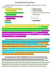 Annotating Sample Essay Activity KEY Pdf Annotating Sample Essay Activity Annotate The