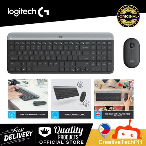 Logitech MK470 Slim Wireless Keyboard Mouse Combo Nano Receiver Low Profile Whisper Quiet