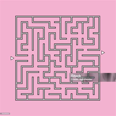 추상 사각형 미로입니다 아이들을위한 흥미롭고 유용한 게임 하나의 입구와 하나의 출구와 어린이 퍼즐 미로 수수께끼 색상 배경에 격리 된 간단한 평면 벡터 그림입니다 0명에