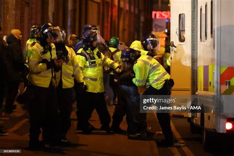 Police Clash With Legia Warszawa Fans Outside The Stadium Before The
