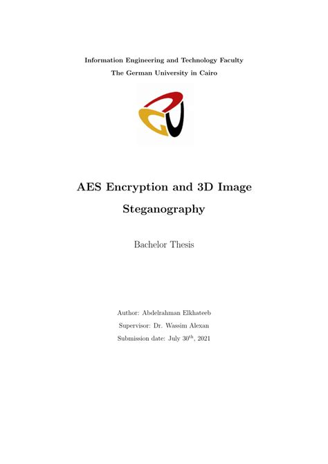 PDF AES Encryption And D Image Steganography