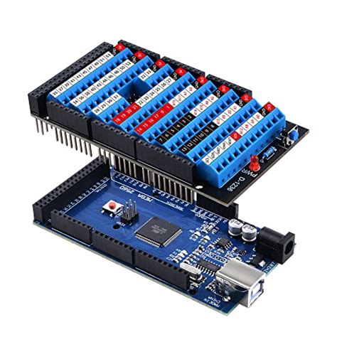 Geeekpi Mega 2560 R3 Terminal Block Breakout Board Hat With Reset Button And Led Indicator Gpio