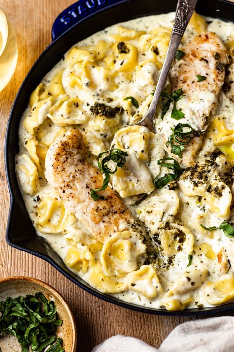 Cheese Tortellini With Chicken And Creamy Pesto Sauce Modern Farmhouse Eats