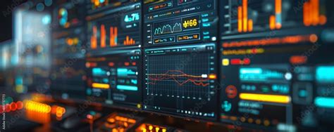computer monitor displaying an abstract network monitoring dashboard with real time data